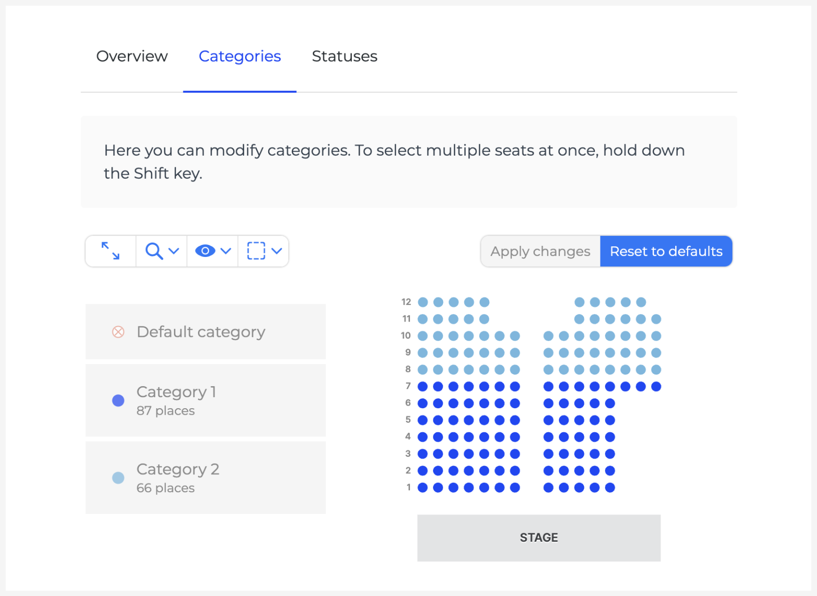 Seating charts and reserved seating | Fienta