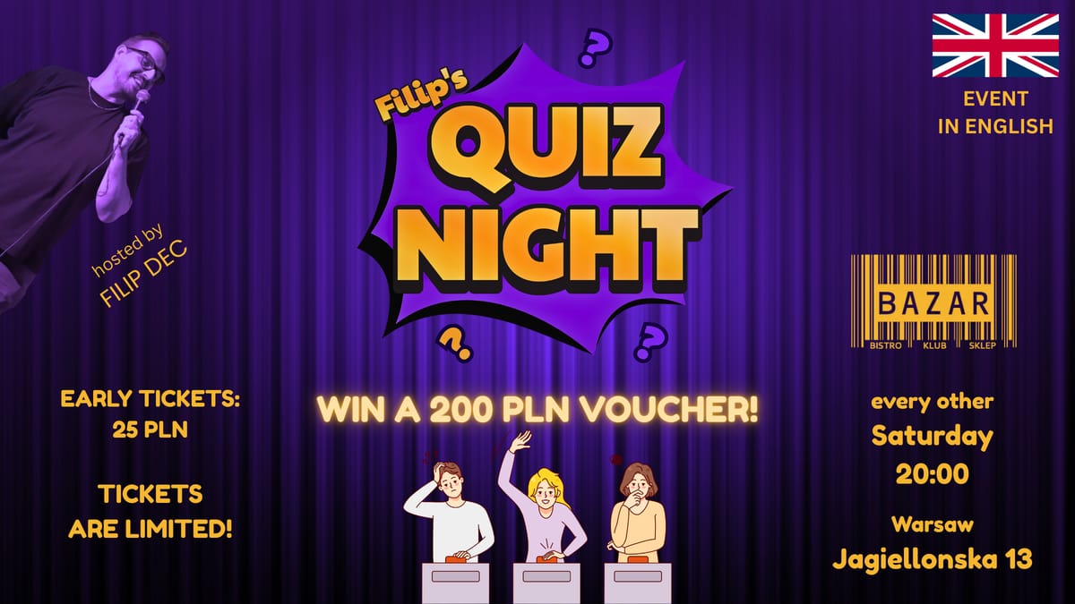 Filip's Quiz Night (Event in English) - Tickets | Fienta